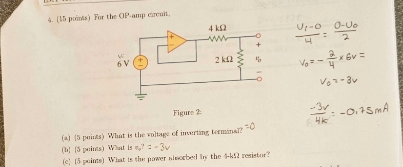 Solved (15 ﻿points) ﻿For the OP-amp | Chegg.com