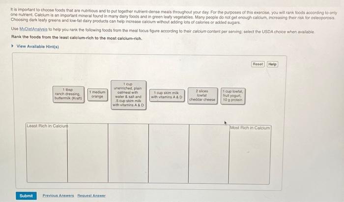 It is important to choose foods that are nutritious | Chegg.com
