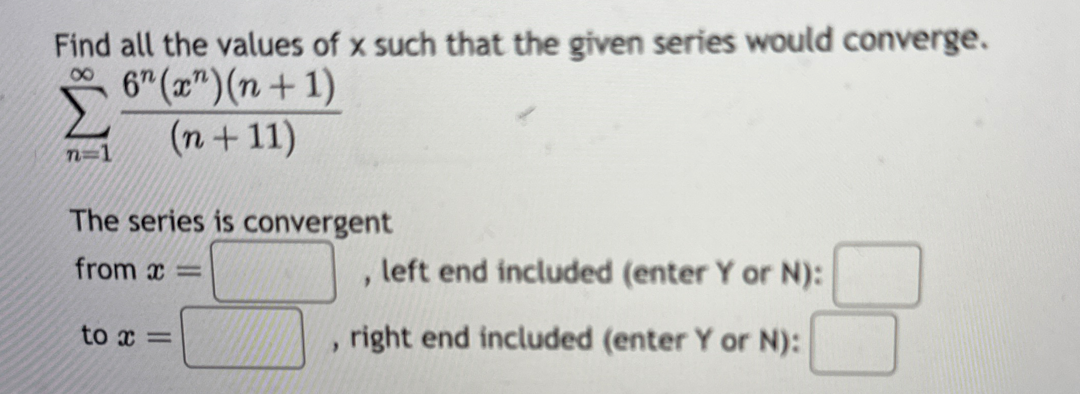 Solved Find all the values of x ﻿such that the given series | Chegg.com