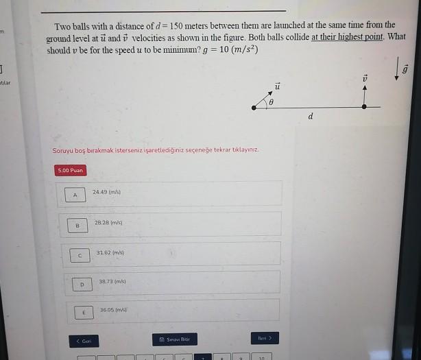 Solved Two balls with a distance of d = 150 meters between | Chegg.com