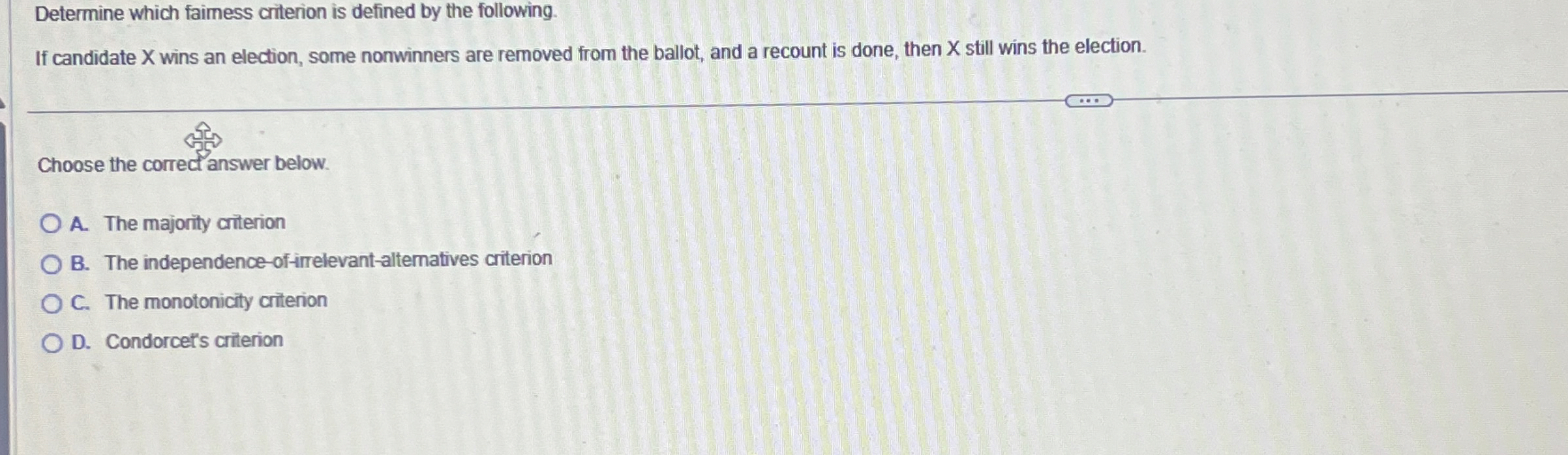 Determine which faimess criterion is defined by the | Chegg.com