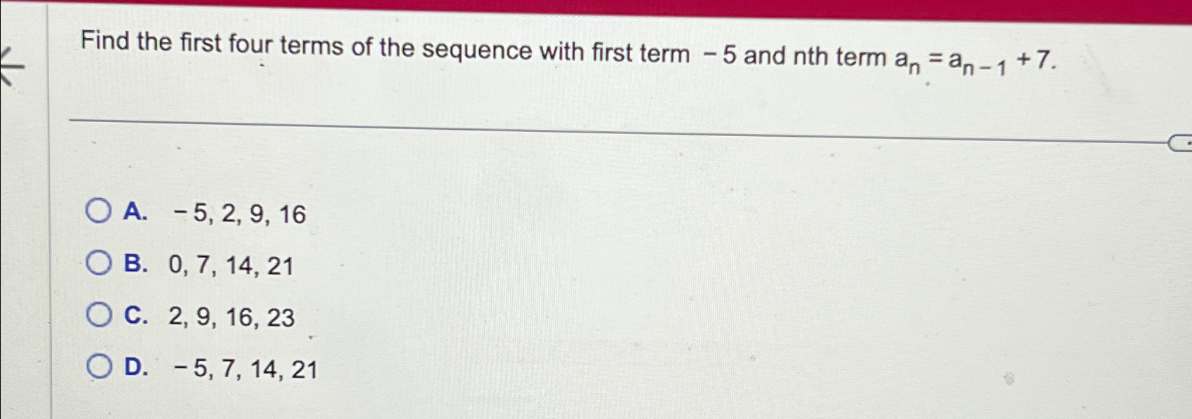 Solved Find the first four terms of the sequence with first | Chegg.com