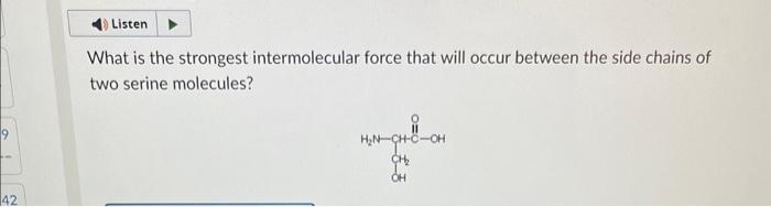 Solved What is the strongest intermolecular force that will | Chegg.com