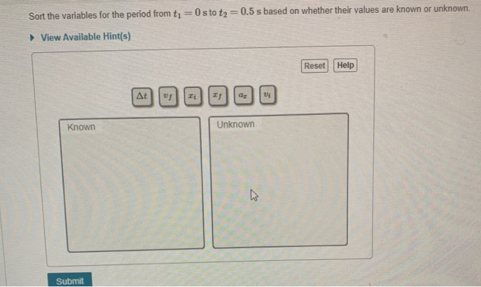Solved Sort the variables for the period from tı = 0s to tz | Chegg.com