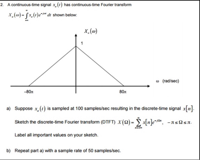 2. A continuous-time signal x,(t) has continuous-time | Chegg.com
