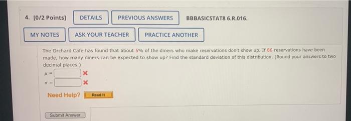 Solved 4. [0/2 points) DETAILS PREVIOUS ANSWERS BBBASICSTAT8 | Chegg.com