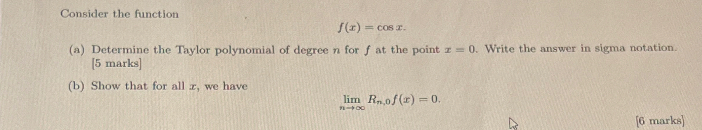 Solved Consider the functionf(x)=cosx(a) ﻿Determine the | Chegg.com