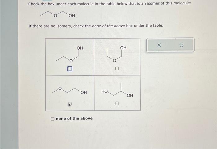 Solved Check the box under each molecule in the table below | Chegg.com