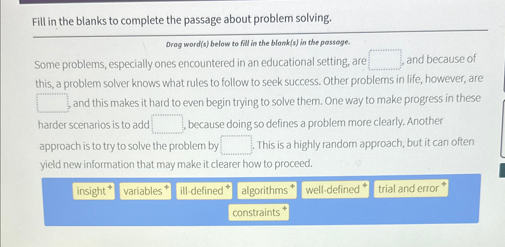 Solved Fill in the blanks to complete the passage about | Chegg.com