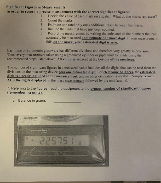 Solved Significant Figures in Measurements In order to | Chegg.com