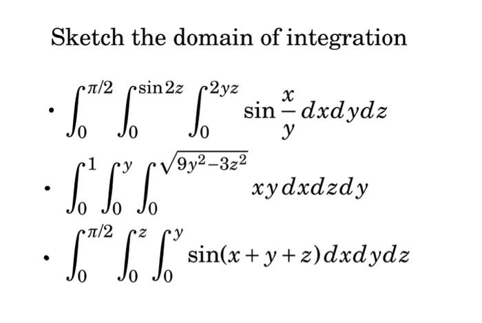 Solved Sketch the domain of integration | Chegg.com