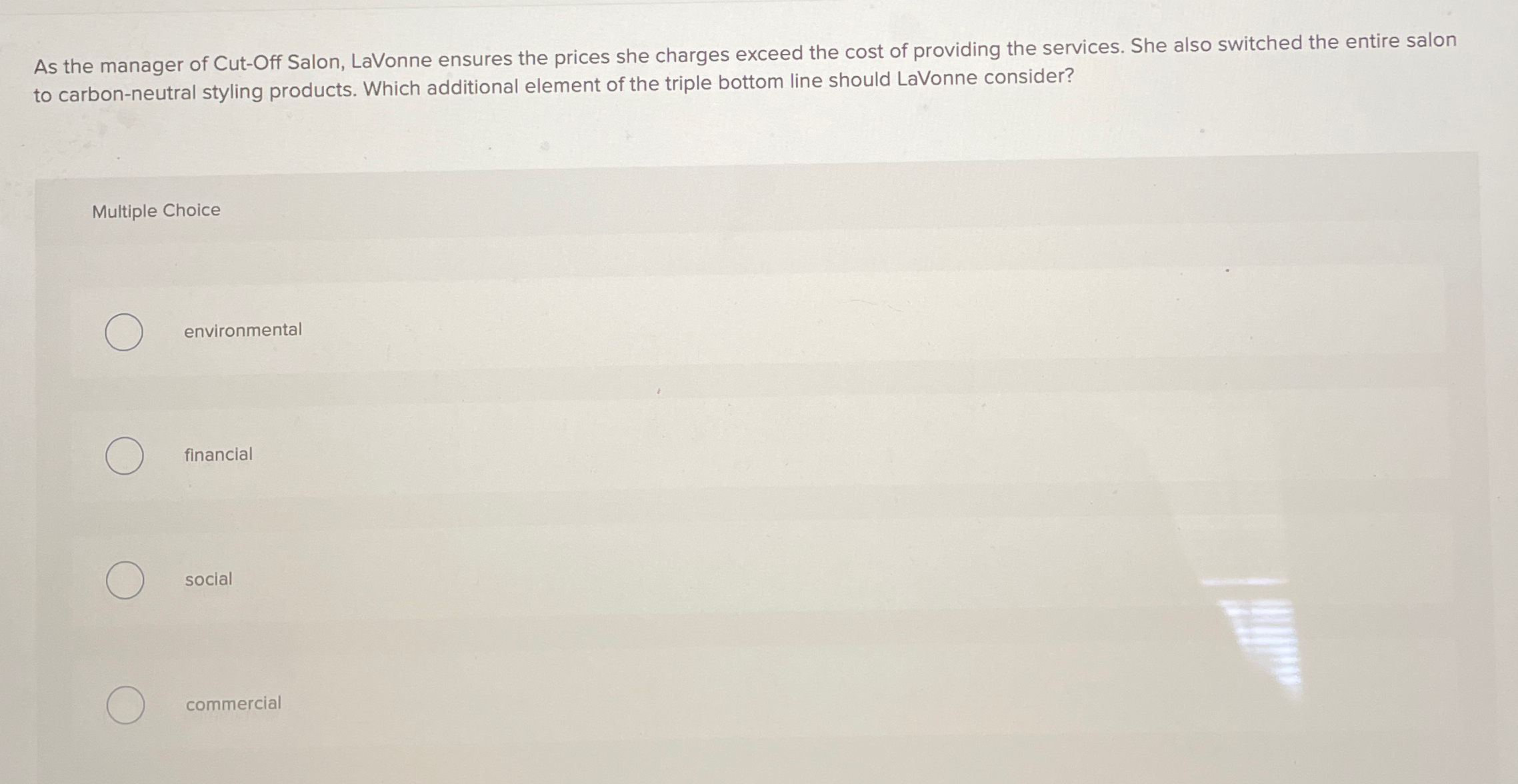 Solved As the manager of Cut-Off Salon, LaVonne ensures the | Chegg.com