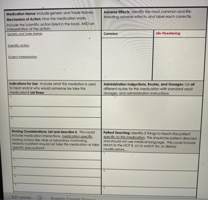 Solved Directions for Medication Assignment: 1. Choose 3 | Chegg.com