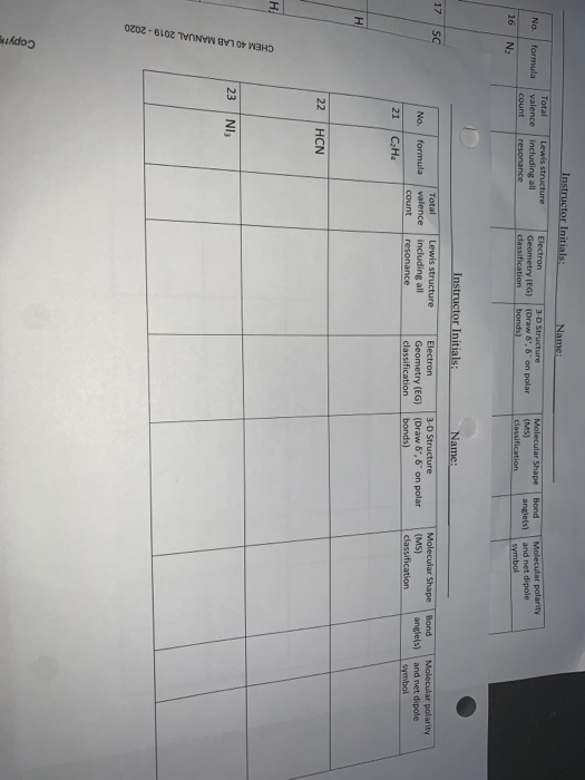 Solved 22 Instructor Initials: Name: Erica Adu-Teteb 23 No | Chegg.com