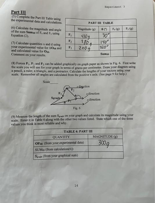 Solved Experiment 3 Part III (5) Complete the Part III Table | Chegg.com