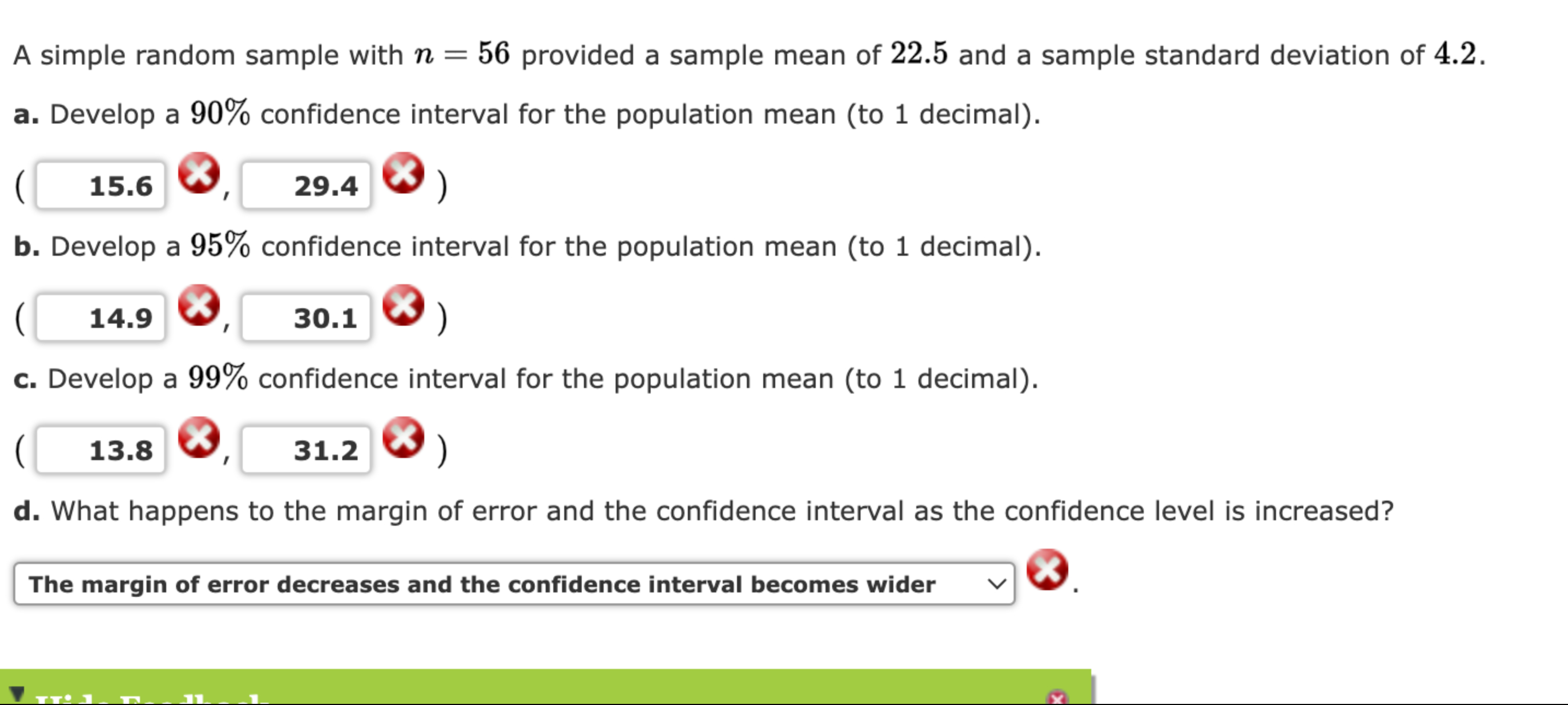 Solved A simple random sample with n = 56 ﻿provided a sample | Chegg.com