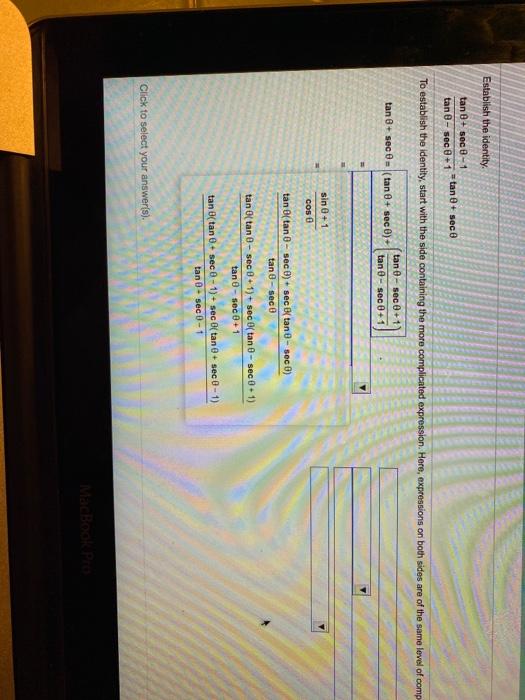 Solved Establish the identity tan + sec 0-1 tan - sec 0+1 | Chegg.com