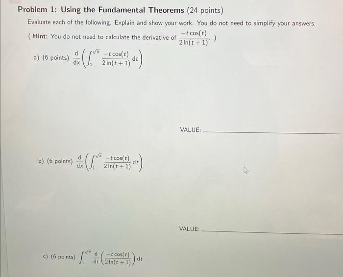 Solved roblem 1: Using the Fundamental Theorems (24 points) | Chegg.com Solved roblem 1: Using the Fundamental Theorems (24 points) | Chegg.com