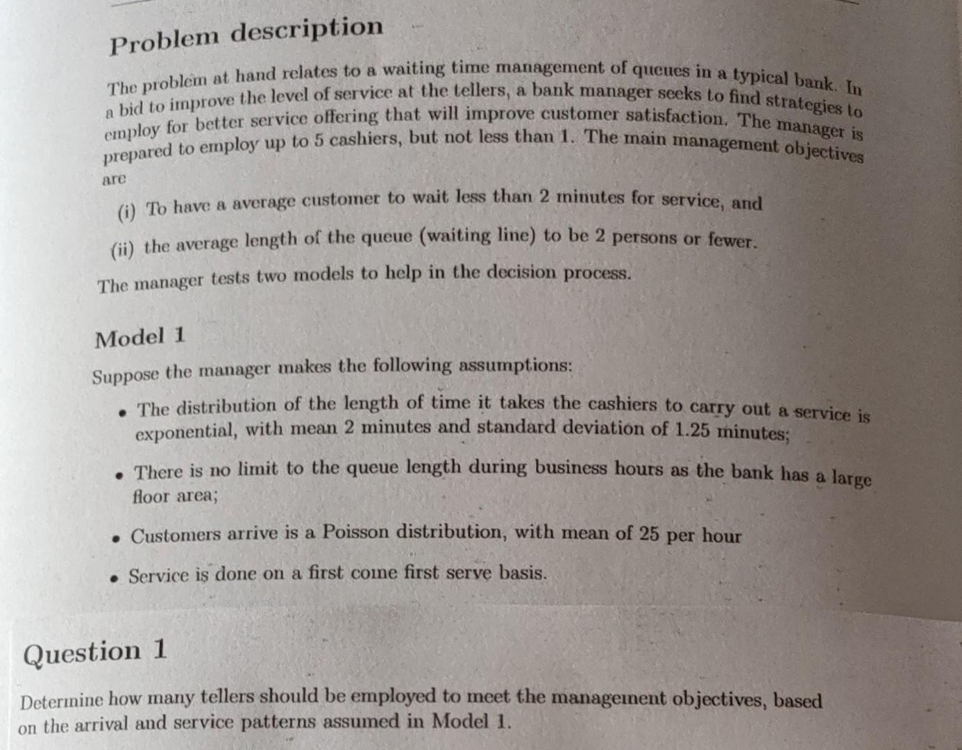 Solved Problem description The problem at hand relates to a | Chegg.com