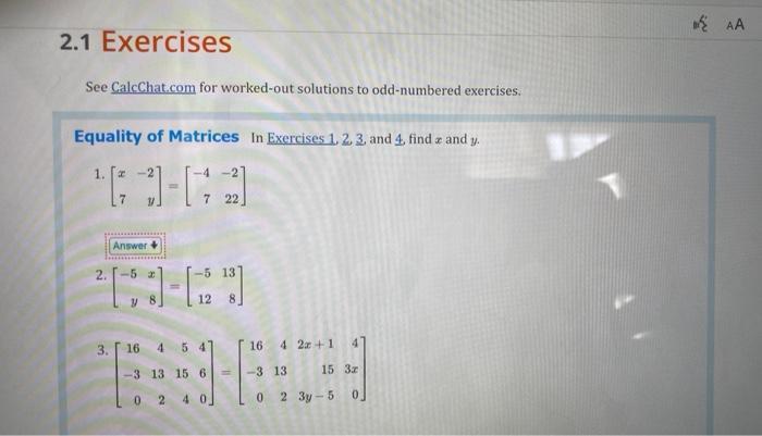 Solved & AA 2.1 Exercises See CalcChat.com for worked-out | Chegg.com