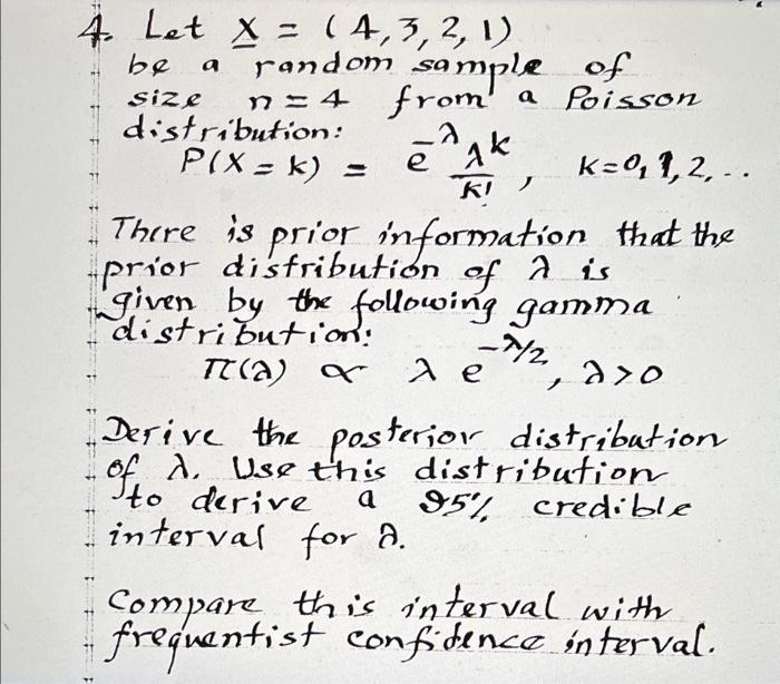 Solved 4 Let x=(4,3,2,1) be a random sample of size n=4 from | Chegg.com