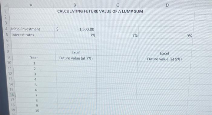 Solved calculate in excel. calculate future values for years | Chegg.com