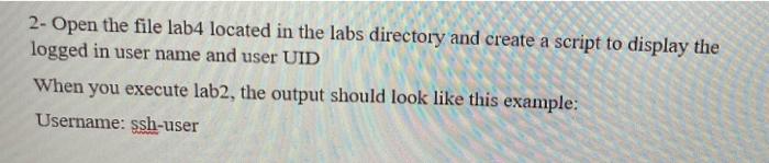 Solved 2- Open the file lab4 located in the labs directory | Chegg.com