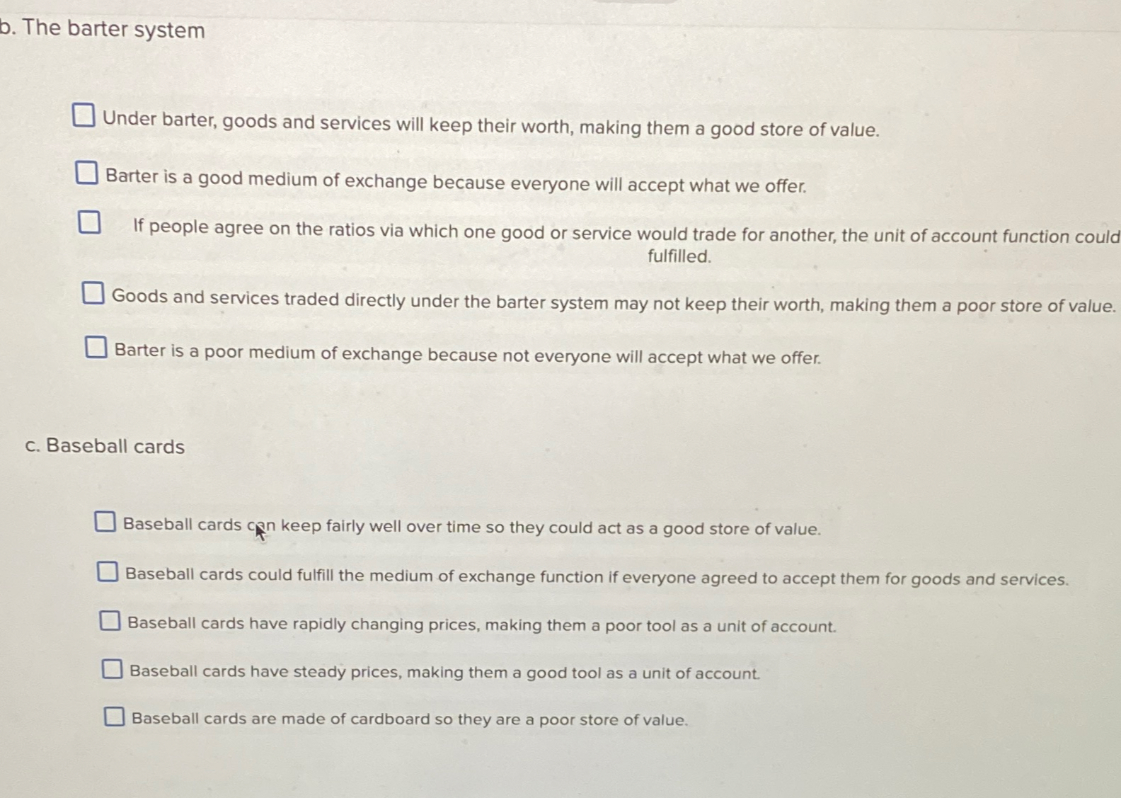 Solved Determine which functions of money are fulfilled for | Chegg.com