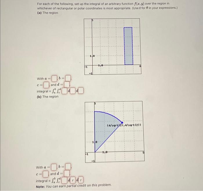 For each of the following, set up the integral of an | Chegg.com