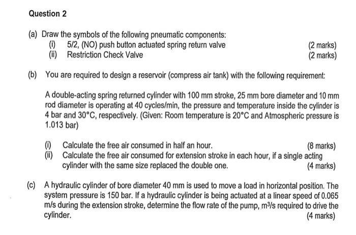 Solved (a) Draw the symbols of the following pneumatic | Chegg.com
