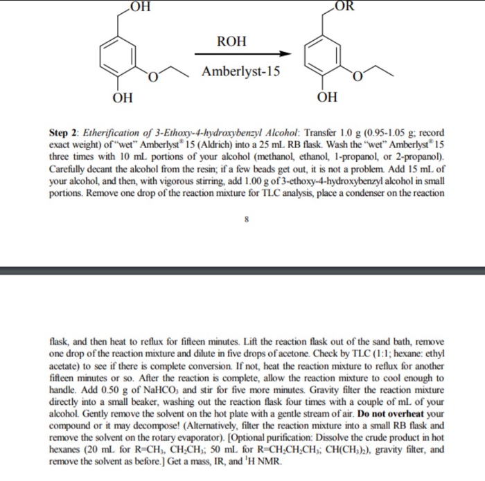 Solved ОН OR ROH Amberlyst-15 OH OH Step 2: Etherification | Chegg.com