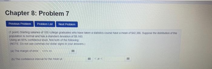 Solved Chapter 8: Problem 7 Previous Problem Problern List | Chegg.com