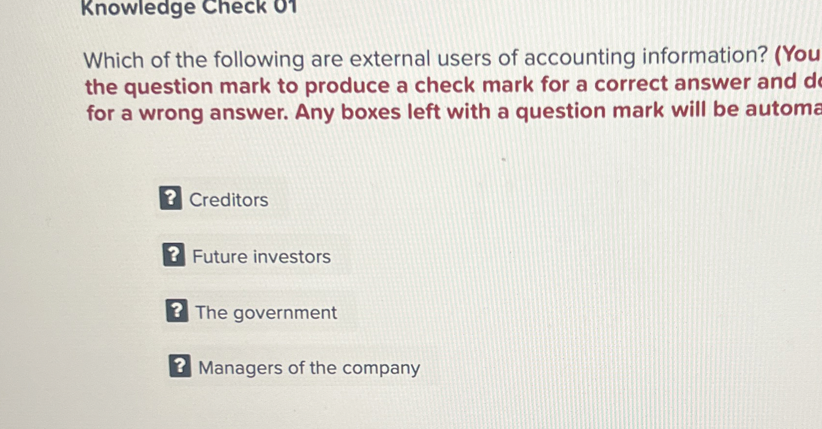 Solved Knowledge Check 01Which of the following are external | Chegg.com