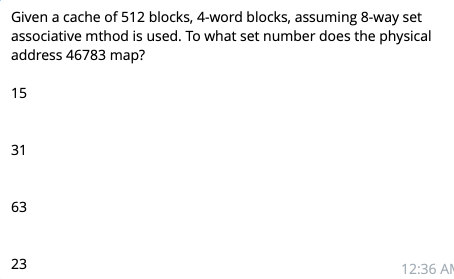 Solved Given a cache of 512 ﻿blocks, 4-word blocks, assuming | Chegg.com