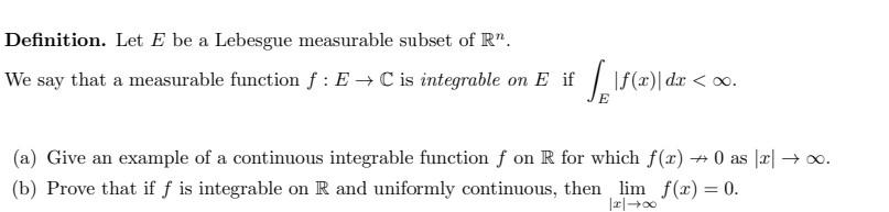 Solved Definition Let E Be A Lebesgue Measurable Subset Of