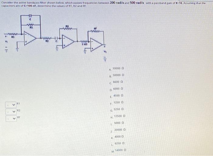 Solved Consider the active bandpass filter shown below, | Chegg.com