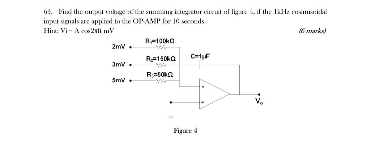 Solved (c). Find the output voltage of the summing | Chegg.com