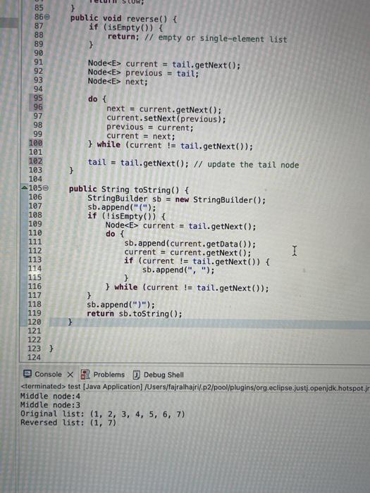Solved Console × 즌 Problems [J] Debug Shell test [Java | Chegg.com