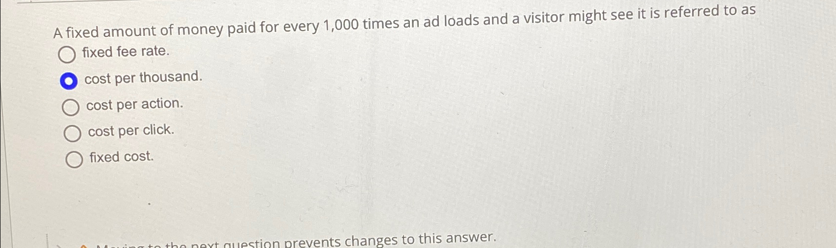 Solved A fixed amount of money paid for every 1,000 ﻿times | Chegg.com
