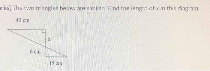 Solved ks] The two triangles below are similar. Find the | Chegg.com