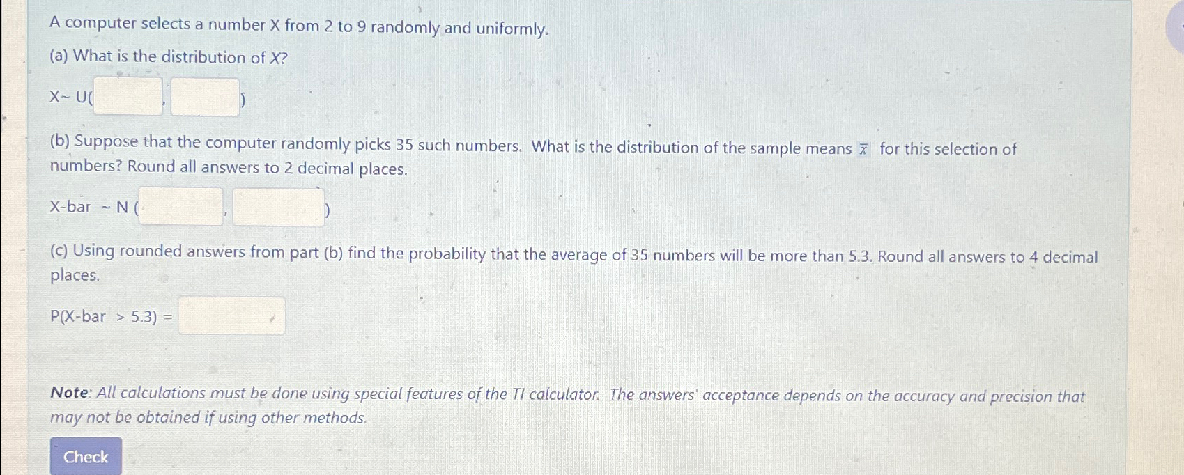 Solved A computer selects a number x ﻿from 2 ﻿to 9 ﻿randomly | Chegg.com