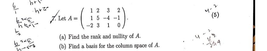 Solved (a) Find the rank and nullity of A. (b) Find a basis | Chegg.com