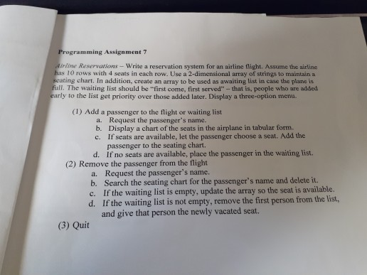 Solved in QBasic programming, write a reservation system for | Chegg.com