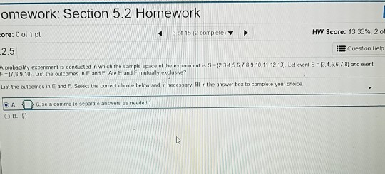 Solved Omework Section 5 2 Homework Core 0 Of 1 Pt 3 Of 15