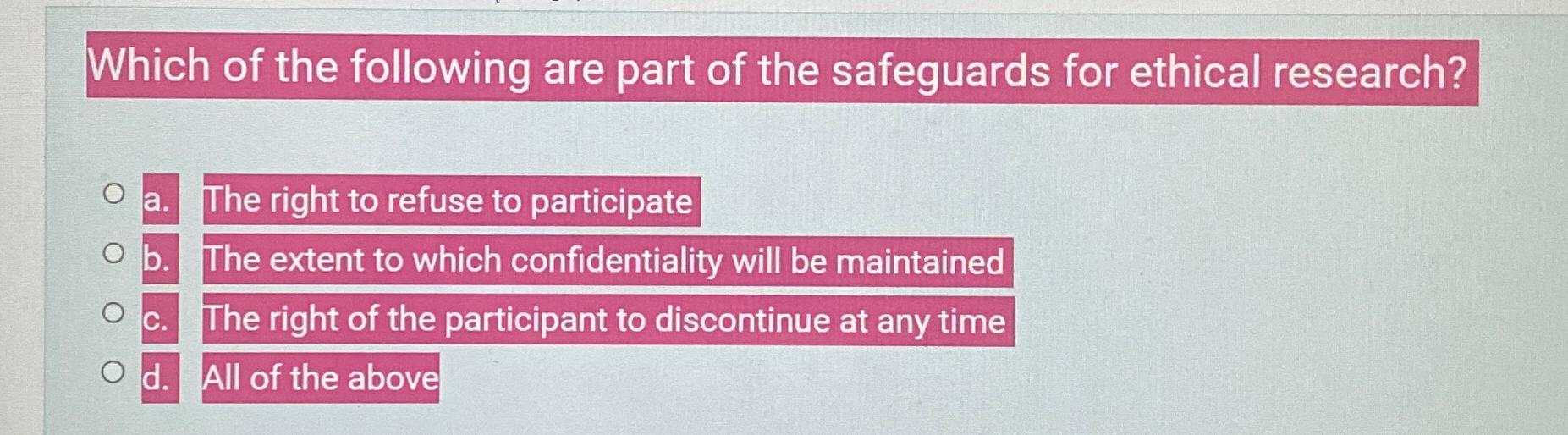 Solved Which of the following are part of the safeguards for | Chegg.com