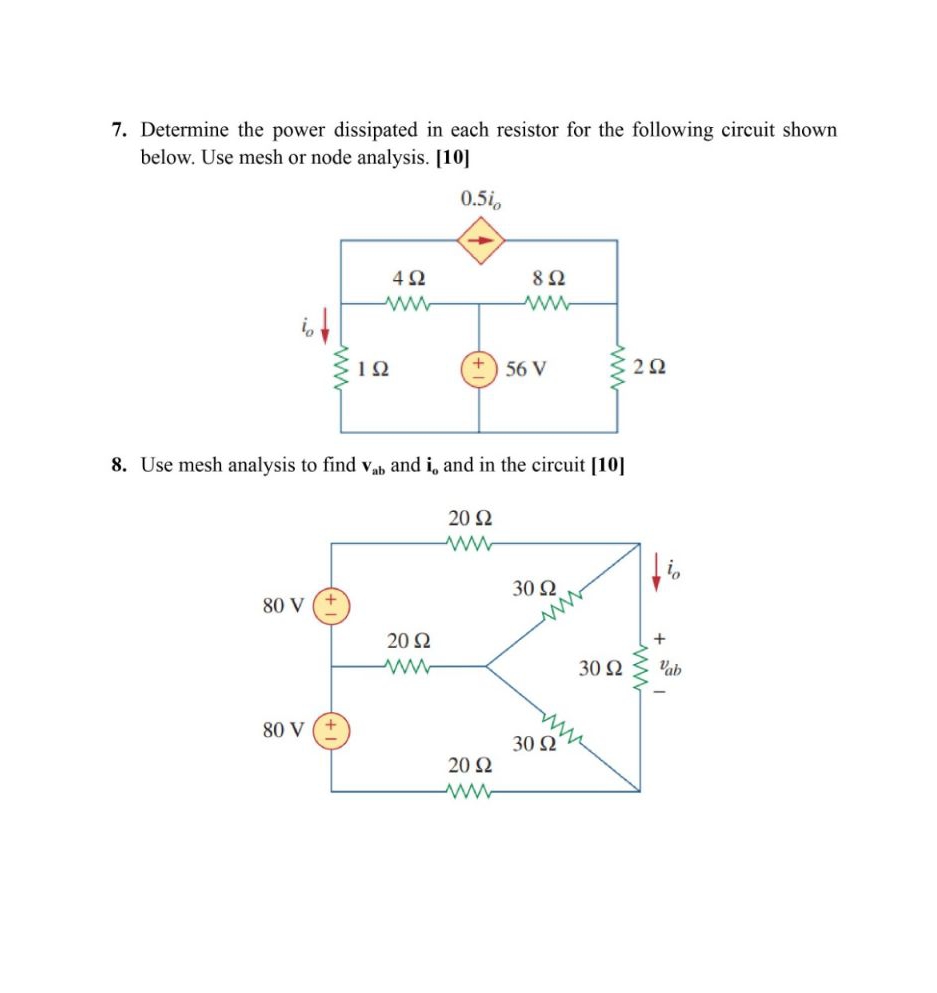 Solved Determine the power dissipated in each resistor for | Chegg.com