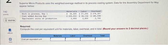 Solved Superior Micro Products uses the weighted-average | Chegg.com