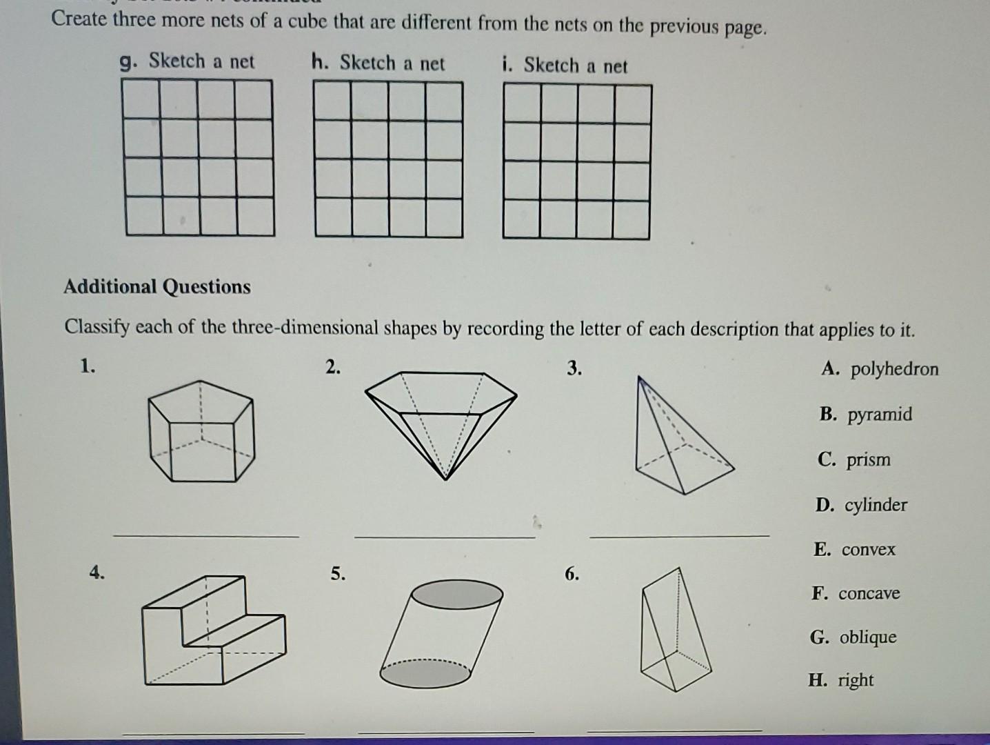Solved Create three more nets of a cube that are different | Chegg.com