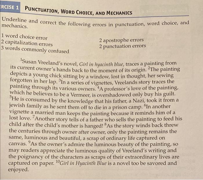Underline and correct the following errors in | Chegg.com