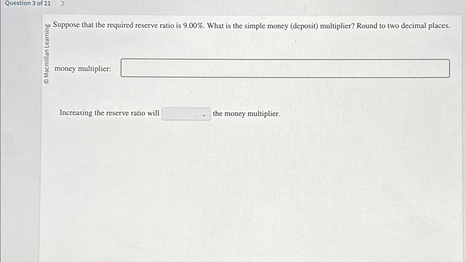 Solved Question 3 ﻿of 21Suppose that the required reserve | Chegg.com